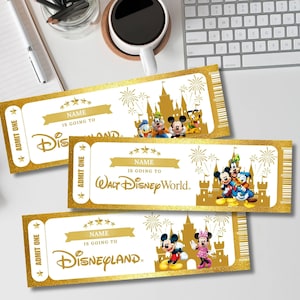 Printable Golden DISNEYLAND/DISNEYWORLD THEME Park Surprise Reveal Faux ...