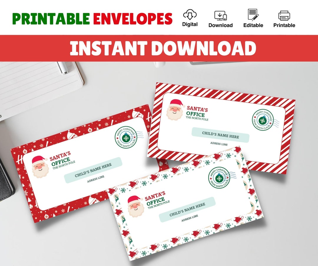 Letter From Santa Envelope Template - INSTANT DOWNLOAD With EDITABLE ...