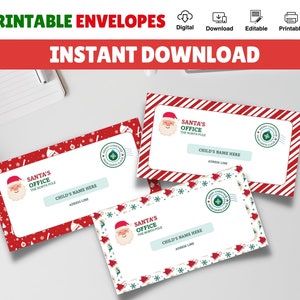 Letter From Santa Envelope Template - INSTANT DOWNLOAD With EDITABLE ...