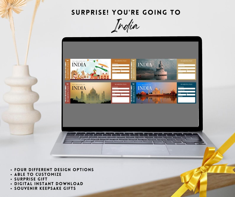 Printable, Editable INDIA Surprise Boarding Pass TICKET, Vacation ...