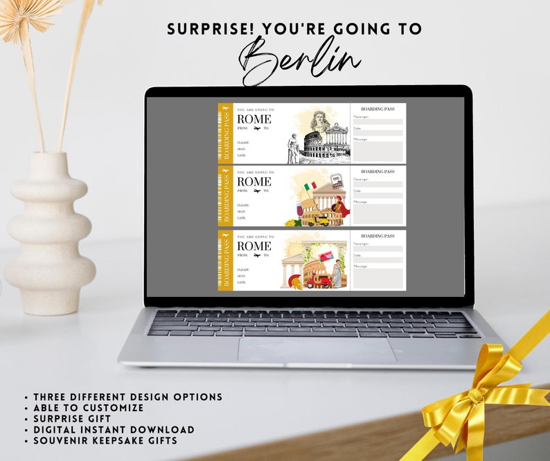 Rome Trip Boarding Pass Ticket, Editable Printable (instant Download ...