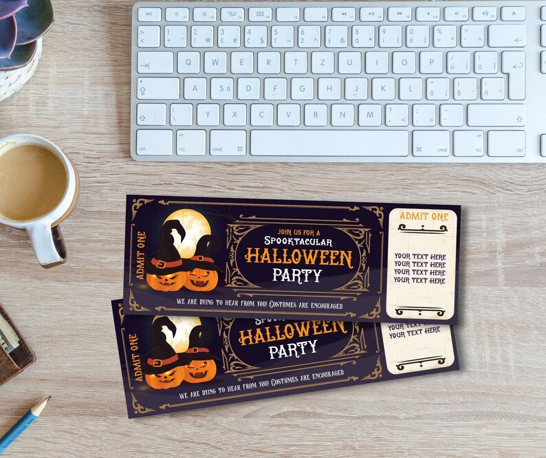 Halloween Party Ticket: Editable Printable Invitation (instant Download ...