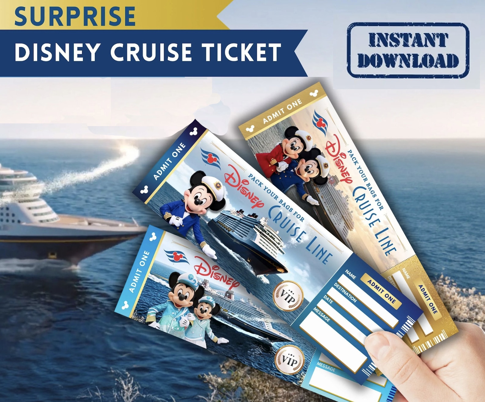 Personalized Graduation Gift Disney Cruise Trip Tickets - Editable ...