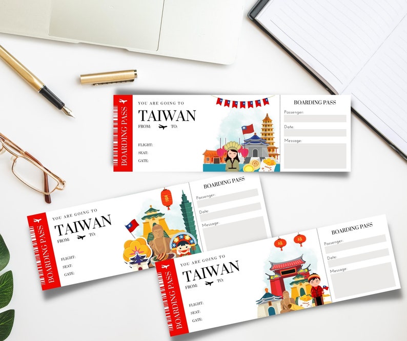 Printable, Editable TAIWAN Surprise BOARDING Pass TICKET, Trip Ticket ...