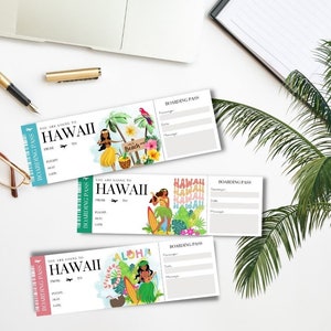 Printable, Editable HAWAII Surprise BOARDING Pass TICKET Template, Trip ...