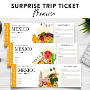 Printable, Editable MEXICO Surprise BOARDING Pass TICKET, Trip Ticket ...