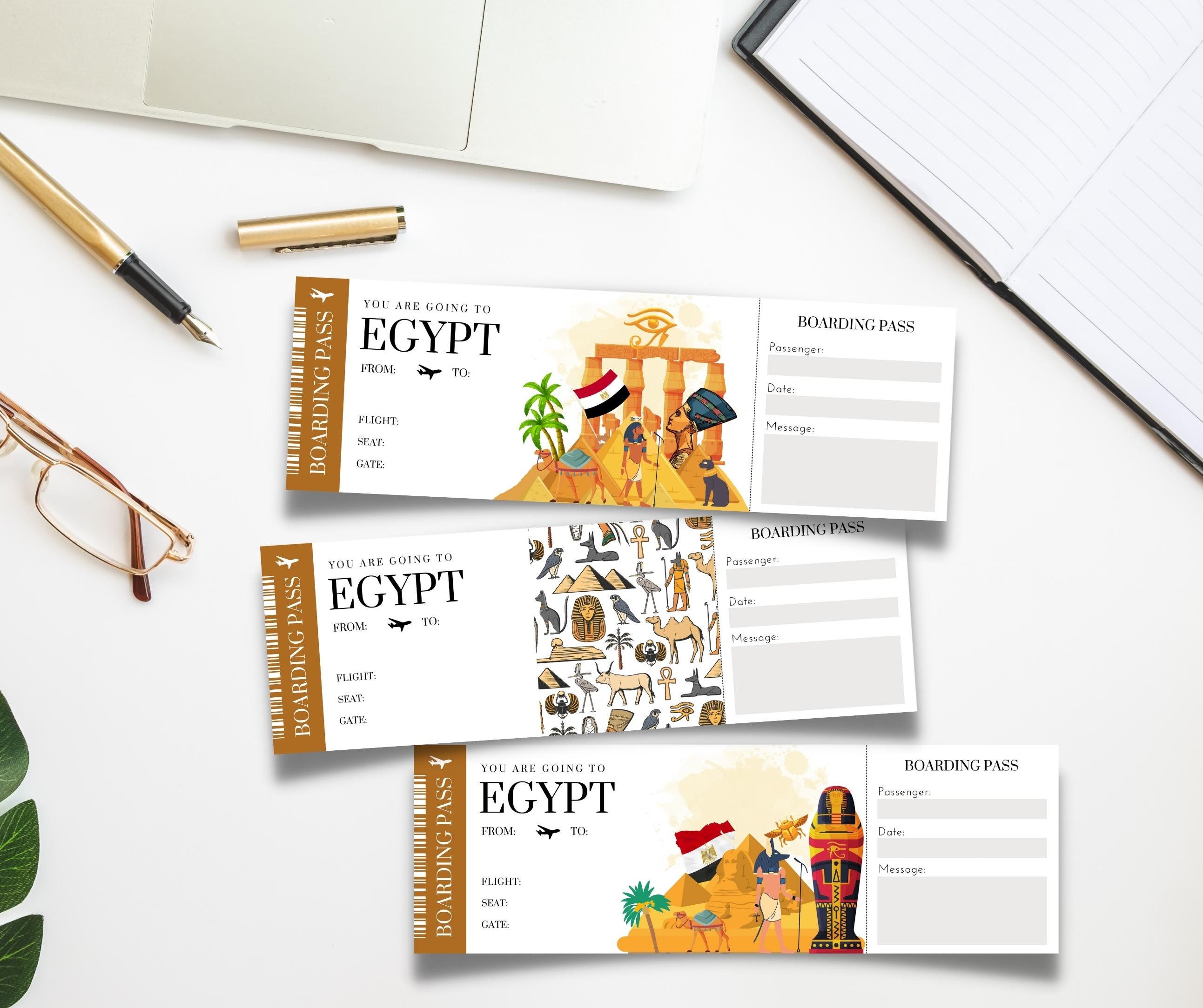 Printable, Editable EGYPT Surprise Boarding Pass TICKET, Trip Ticket to ...