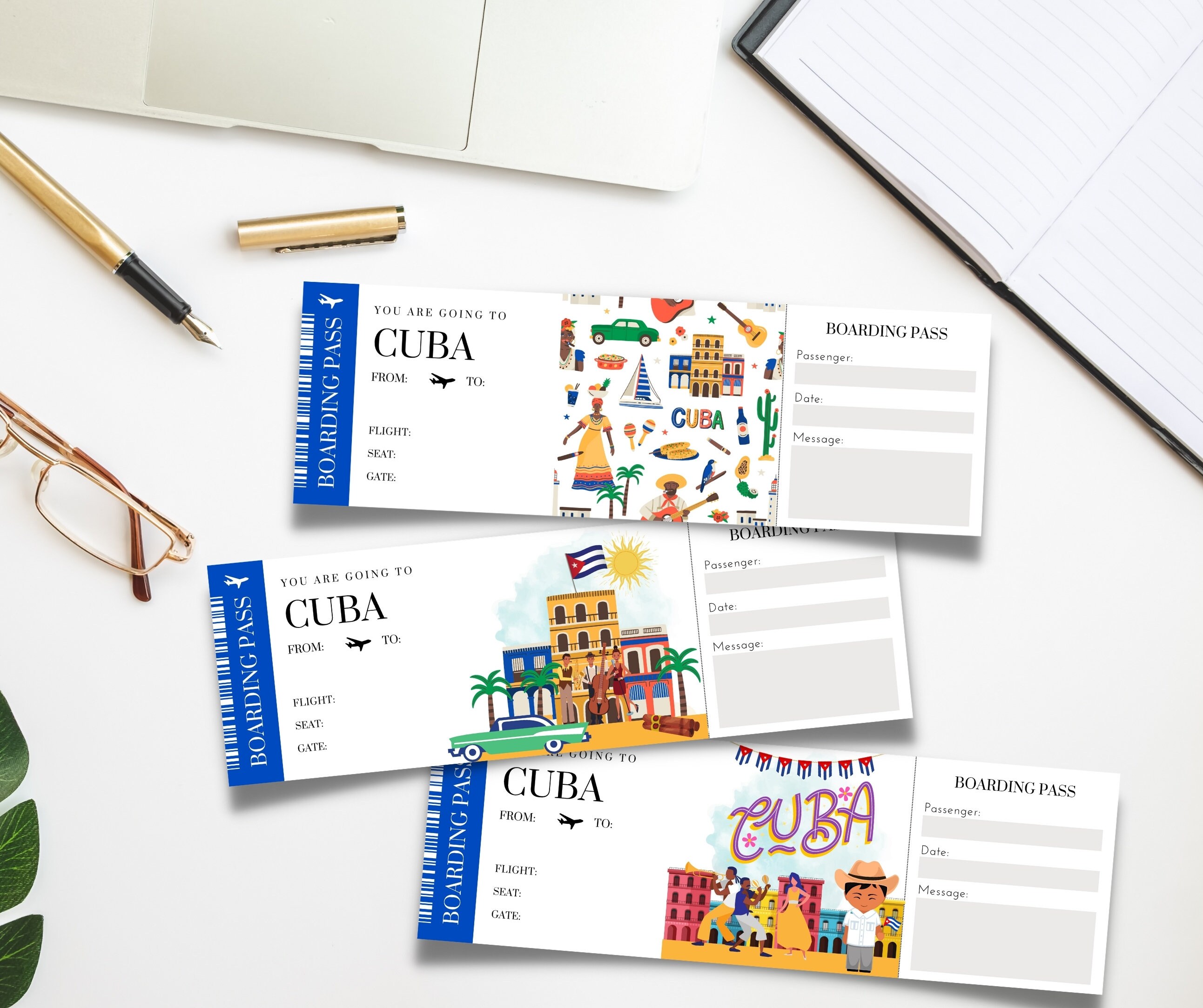 Printable, Editable CUBA Surprise BOARDING Pass TICKET, Trip Ticket to ...