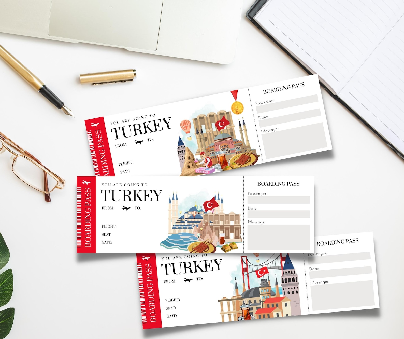 Printable Editable TURKEY Surprise BOARDING Pass TICKET Trip - Etsy