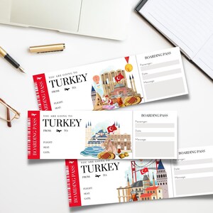 Printable, Editable TURKEY Surprise BOARDING Pass TICKET, Trip Ticket ...