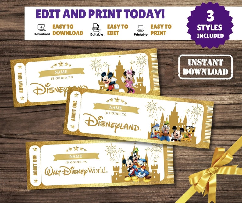 Theme Park Graduation Surprise Ticket: Disneyland Style - Printable PDF ...