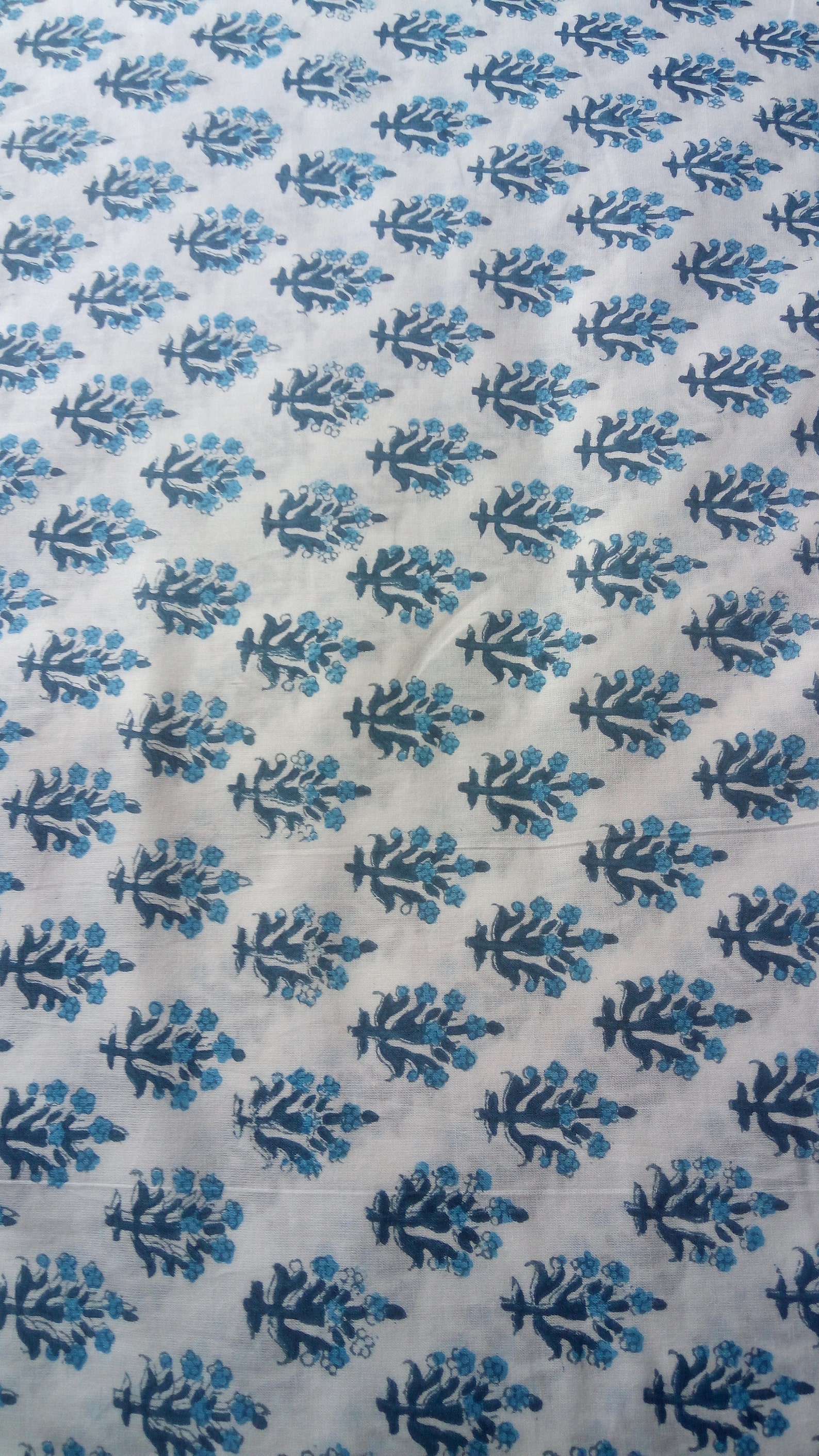 Block Printed Fabric Blue Block Print Fabric Handprinted | Etsy