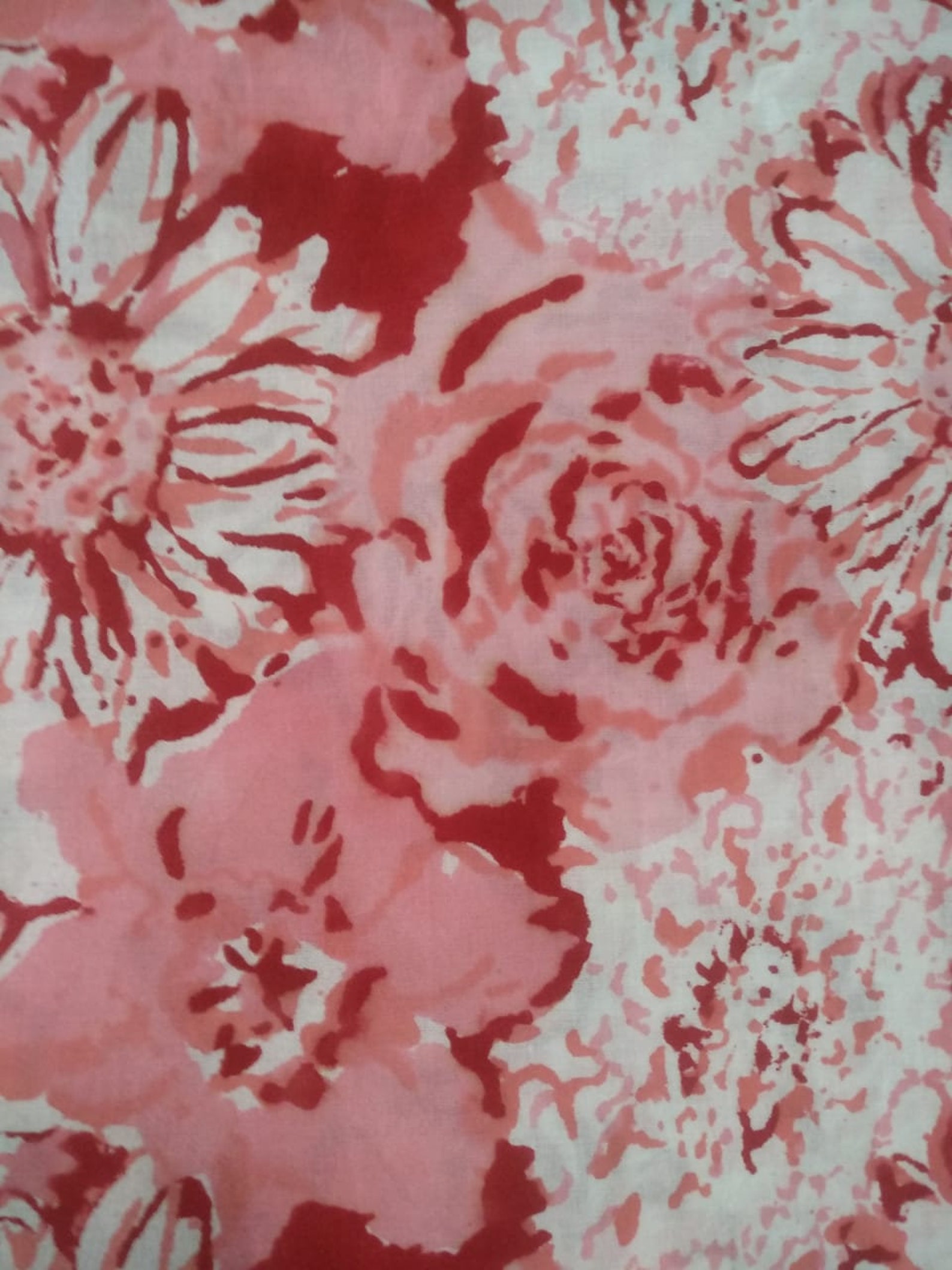 Block Printed Fabric, Pink Block Print Fabric, Handprinted Fabric ...