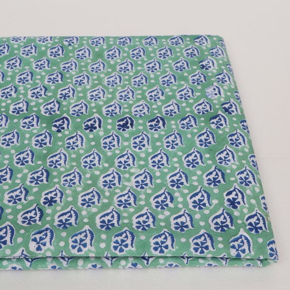 Block Printed Fabric Blue Block Print Fabric Handprinted - Etsy UK