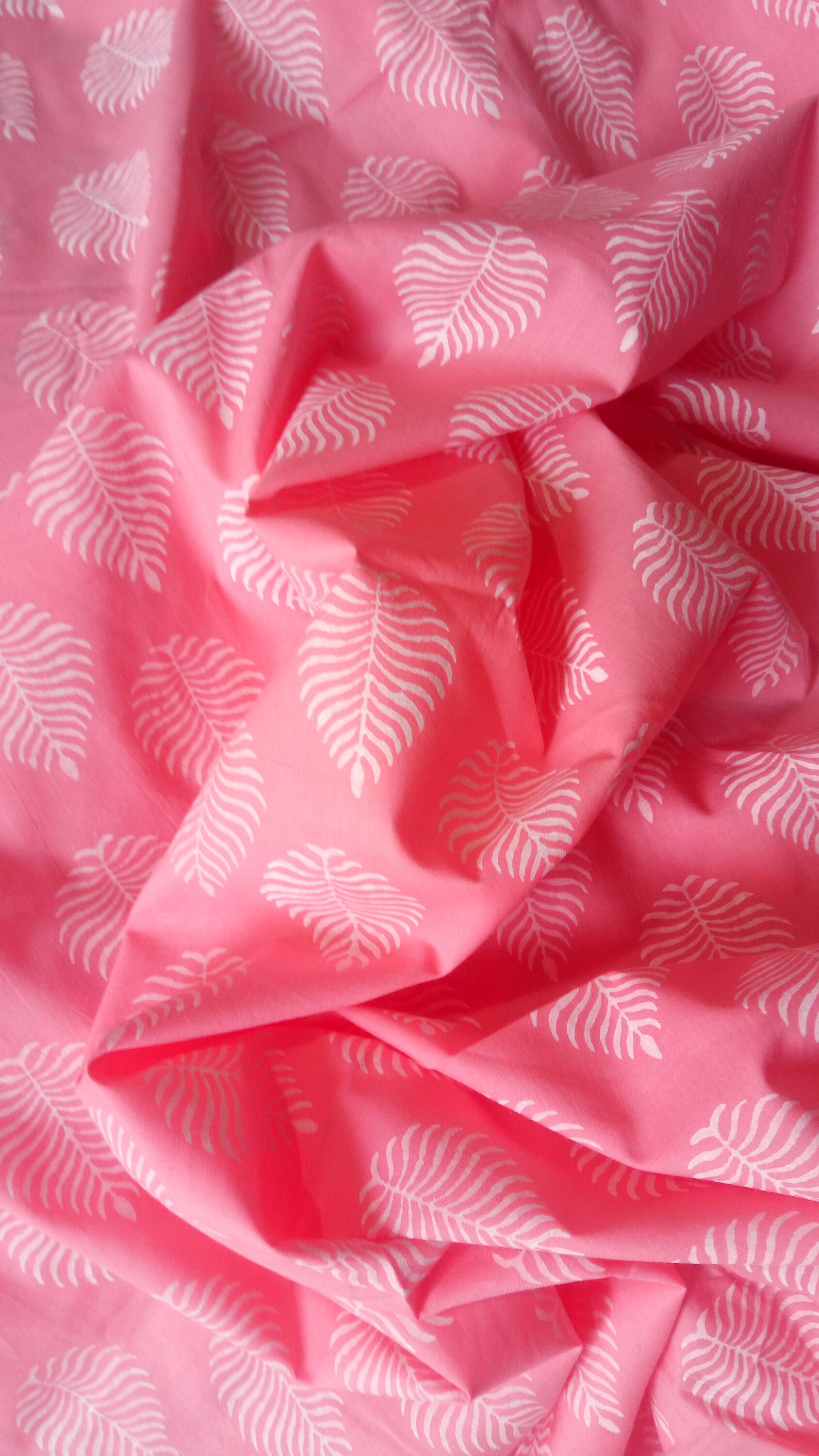 Block Printed Fabric, Pink Block Print Fabric, Handprinted Fabric ...