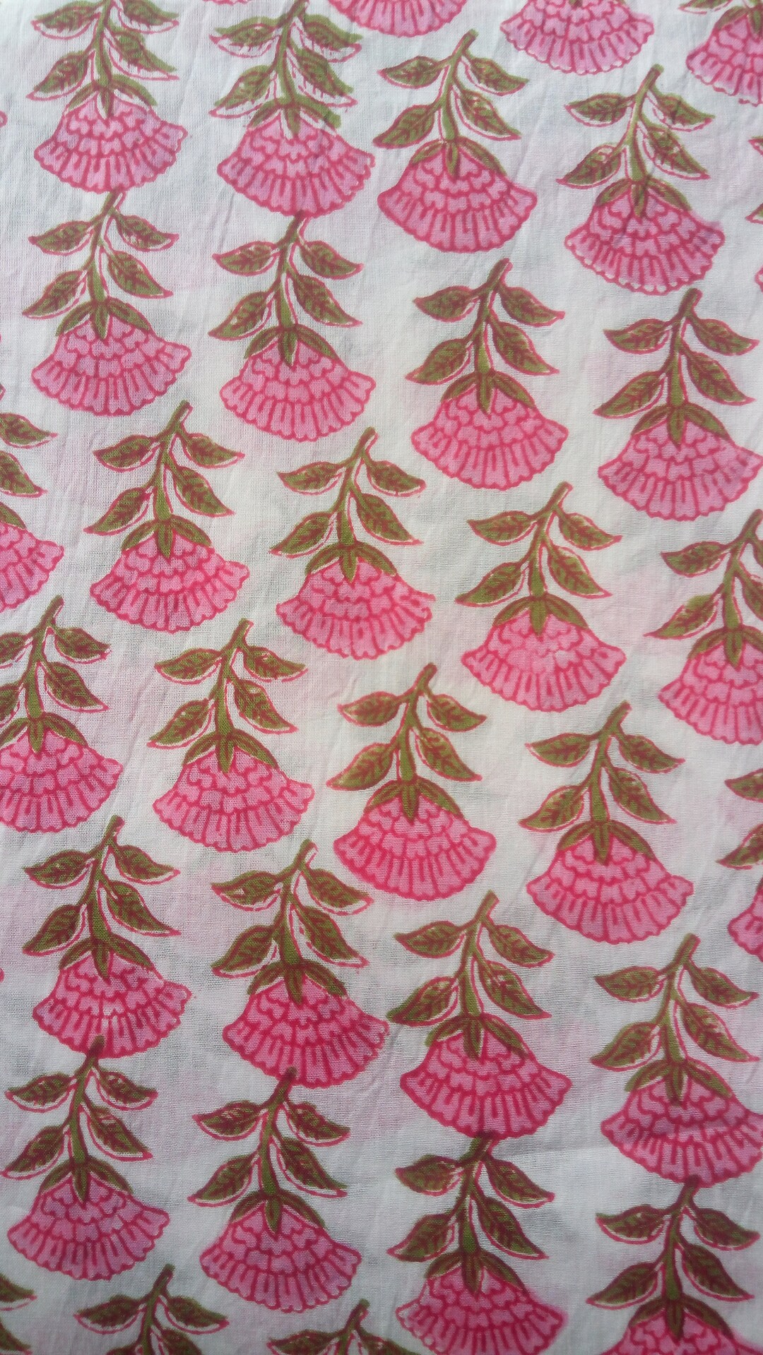 Block Printed Fabric, Pink Block Print Fabric, Handprinted Fabric ...