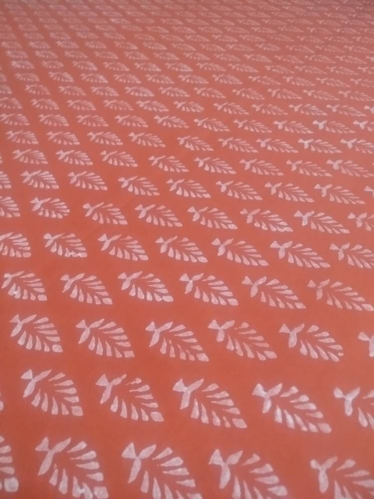 2.80 Yards Block Printed Fabric, Red Block Print Fabric, Handprinted ...