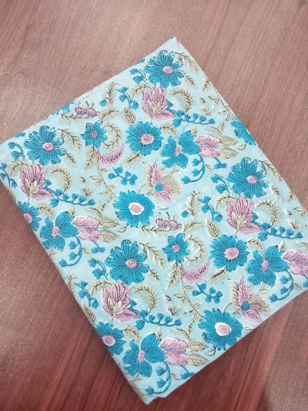 Block Printed Fabric, Blue Block Print Fabric, Handprinted Fabric ...