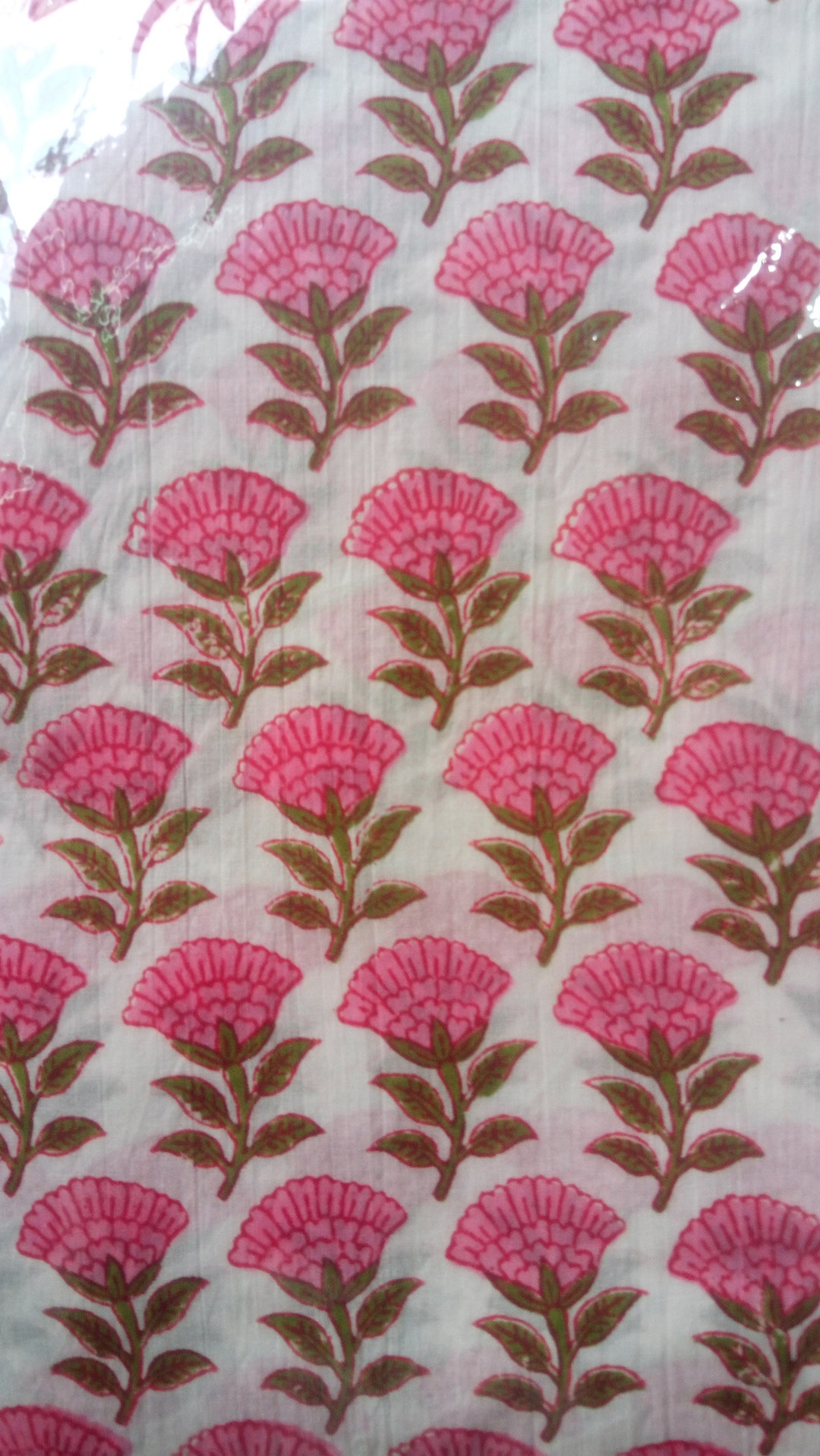 Block Printed Fabric, Pink Block Print Fabric, Handprinted Fabric ...