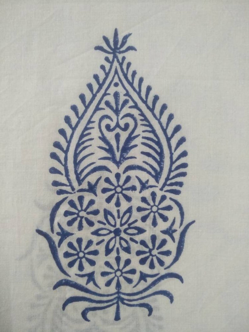 Block Printed Fabric Blue Block Print Fabric Handprinted | Etsy
