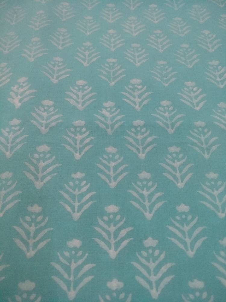 Block Printed Fabric, Blue Block Print Fabric, Handprinted Fabric ...