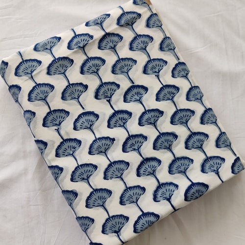 Block Printed Fabric Blue Block Print Fabric Handprinted - Etsy