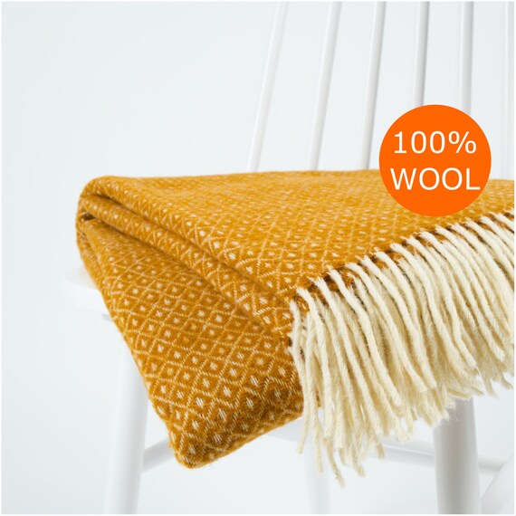 Mustard Yellow Natural Wool Little Diamond Weave Pattern - Etsy