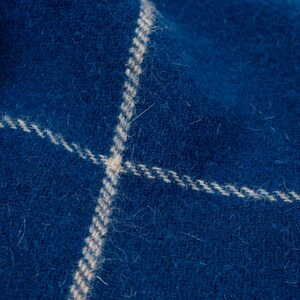 Cobalt Blue Large Sofa Throw | Check Windowpane Grid Wool Blanket ...
