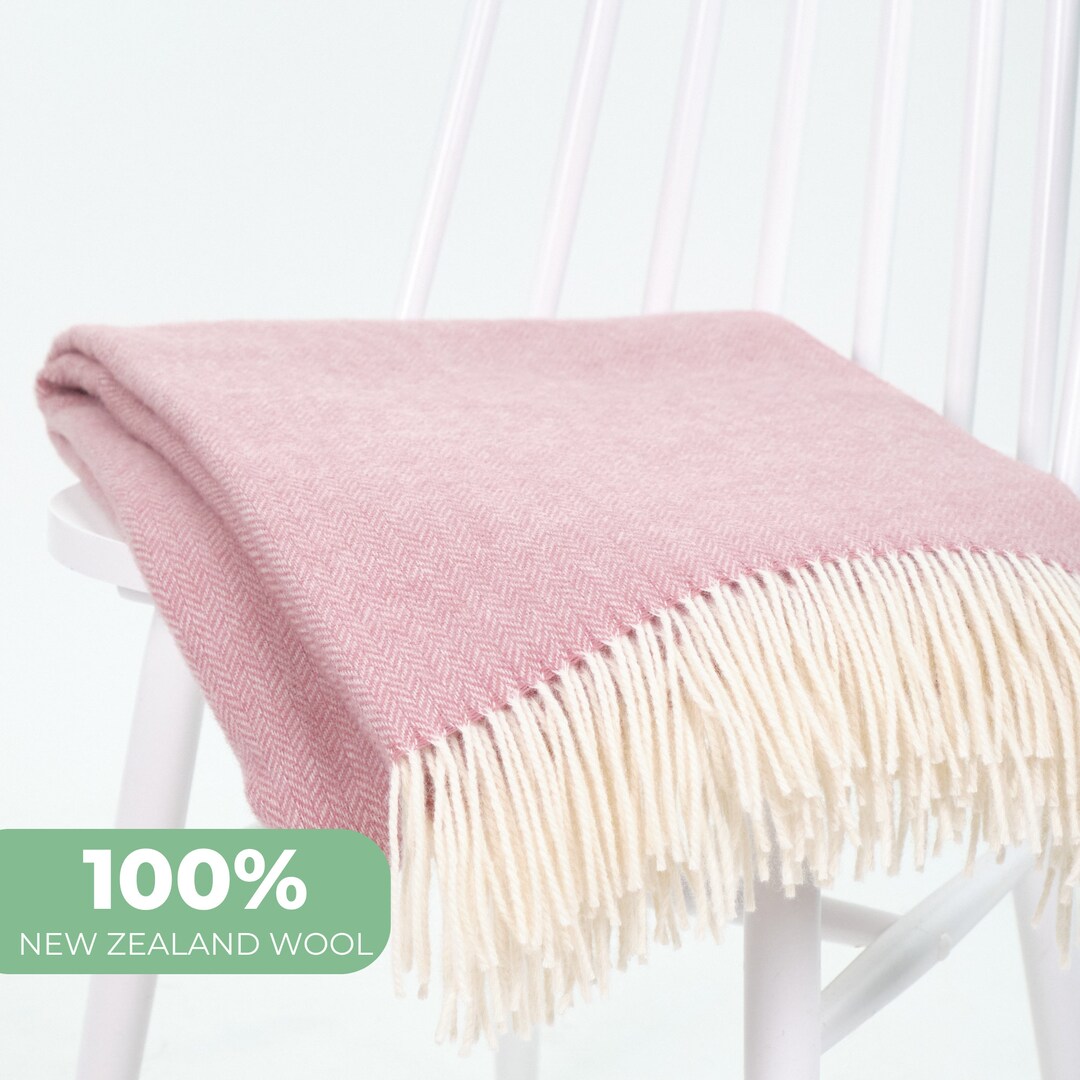 100% New Zealand Wool Light Pink Little Herringbone Weave Large Sofa ...