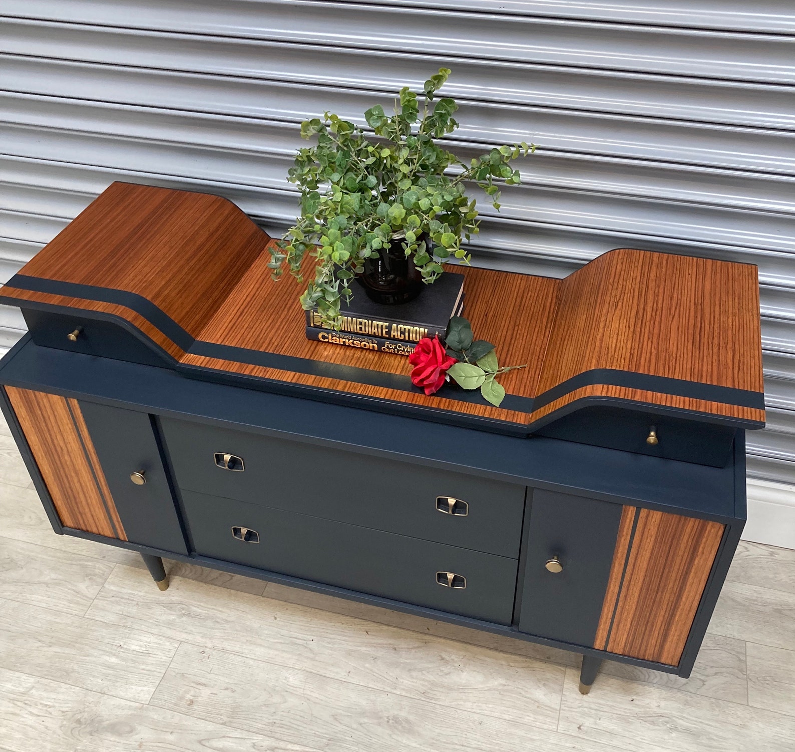 SOLD. Retro Beautility Sideboard/drinks Cupboard, Hand Painted in Dark ...
