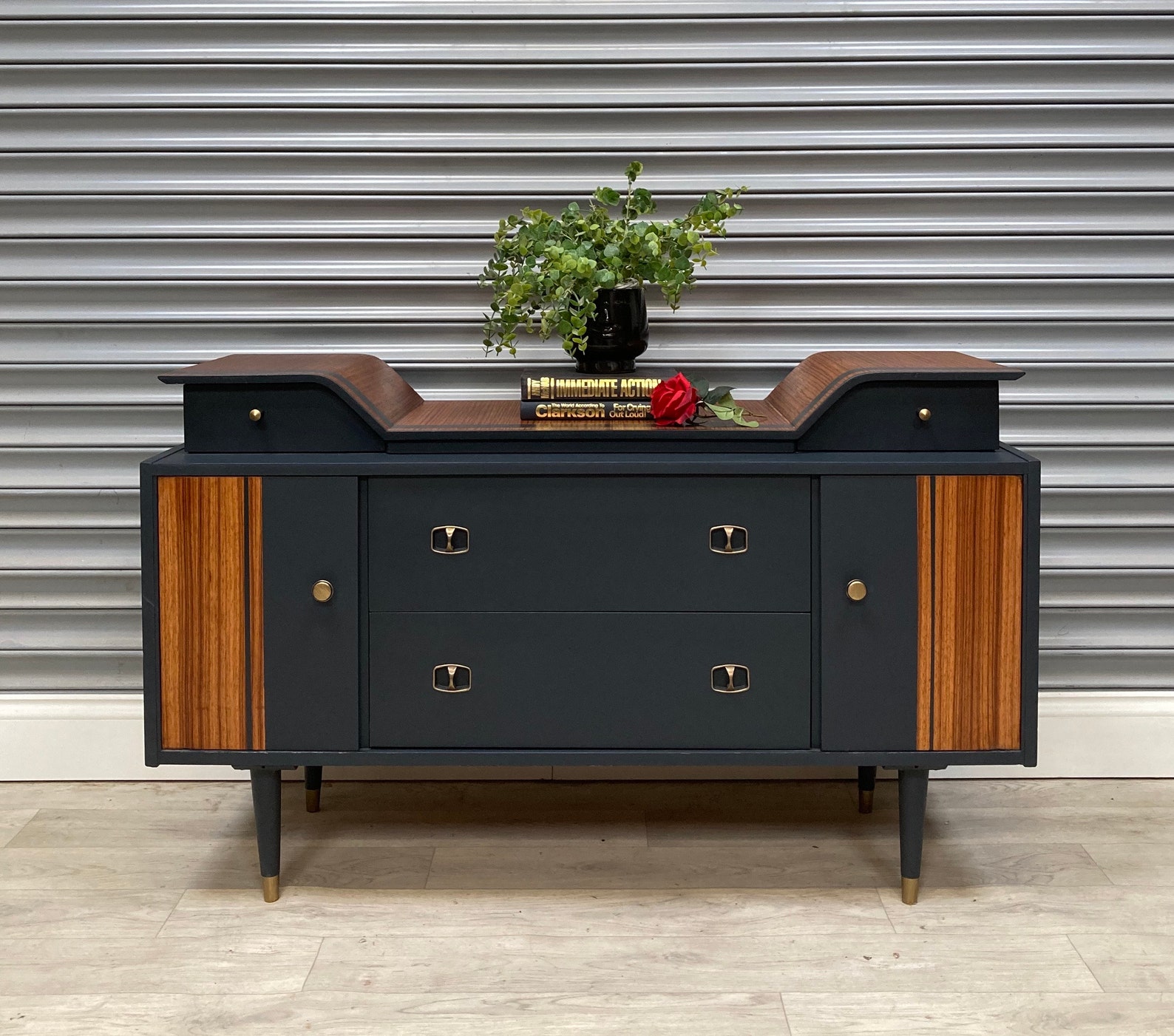 SOLD. Retro Beautility Sideboard/drinks Cupboard, Hand Painted in Dark ...