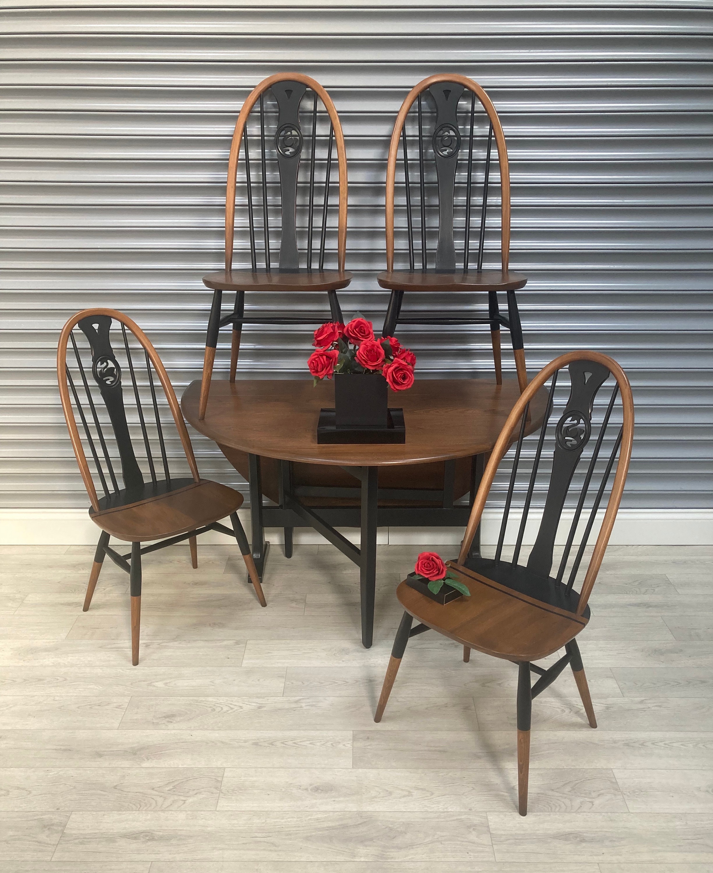 Vintage Ercol Quaker Windsor Swan Back Dining Chairs, in Golden Dawn ...