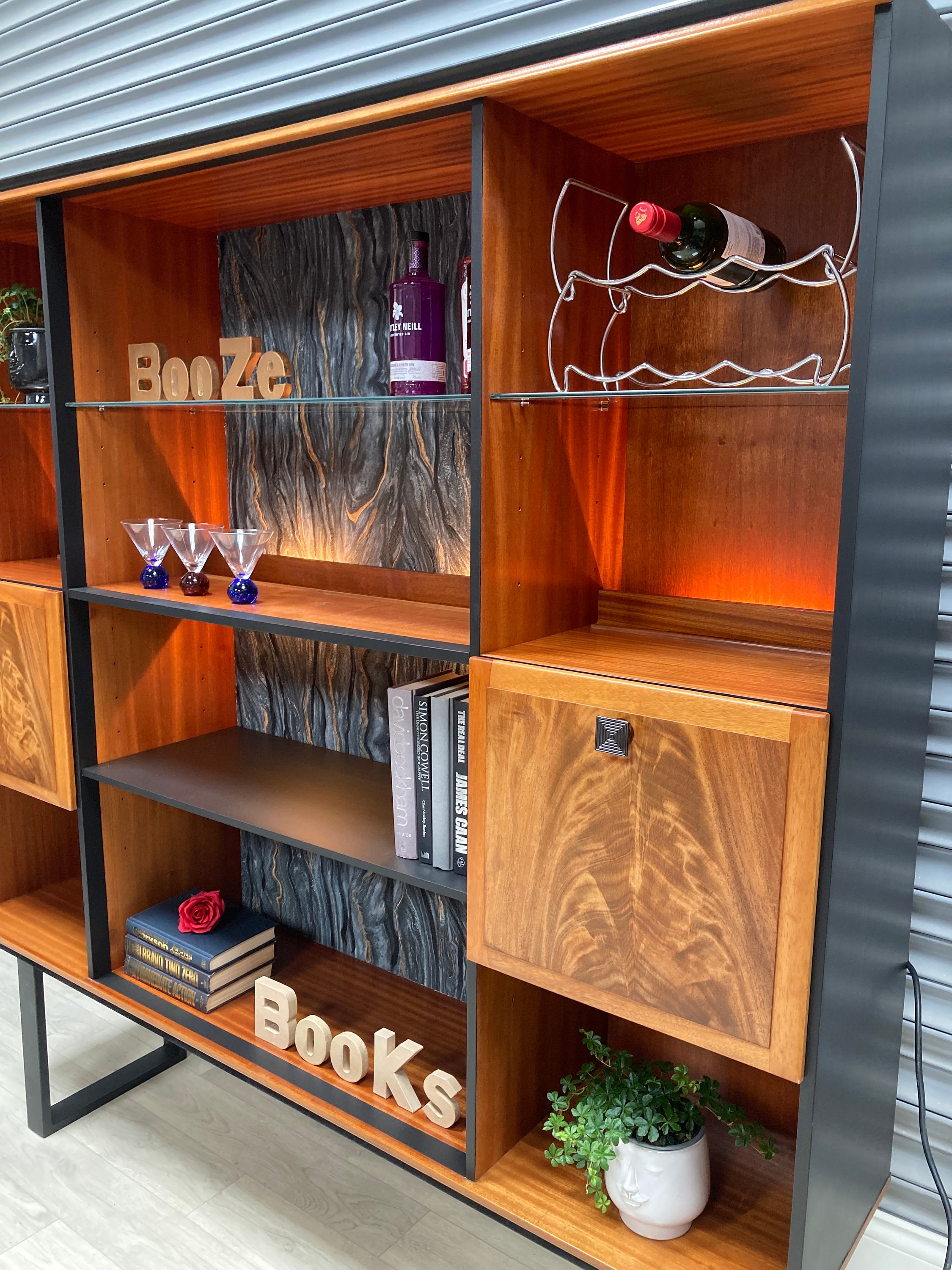 SOLD. Retro Mid Century Tall Teak Drinks Cabinet/bookcase/display Case ...