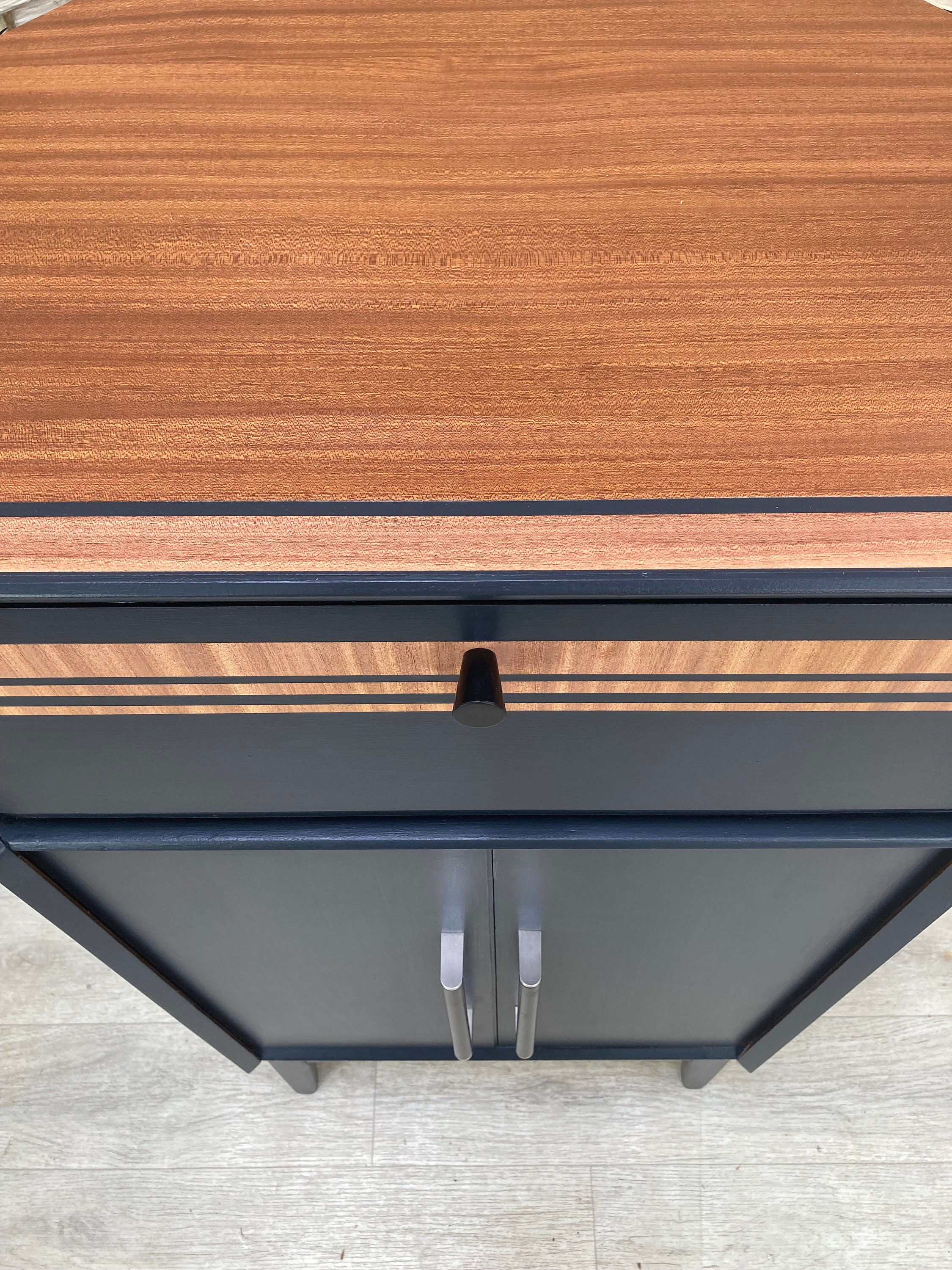 Retro Nathan Corner Bureau, Mid Century Modern, Hand Painted in Dark ...