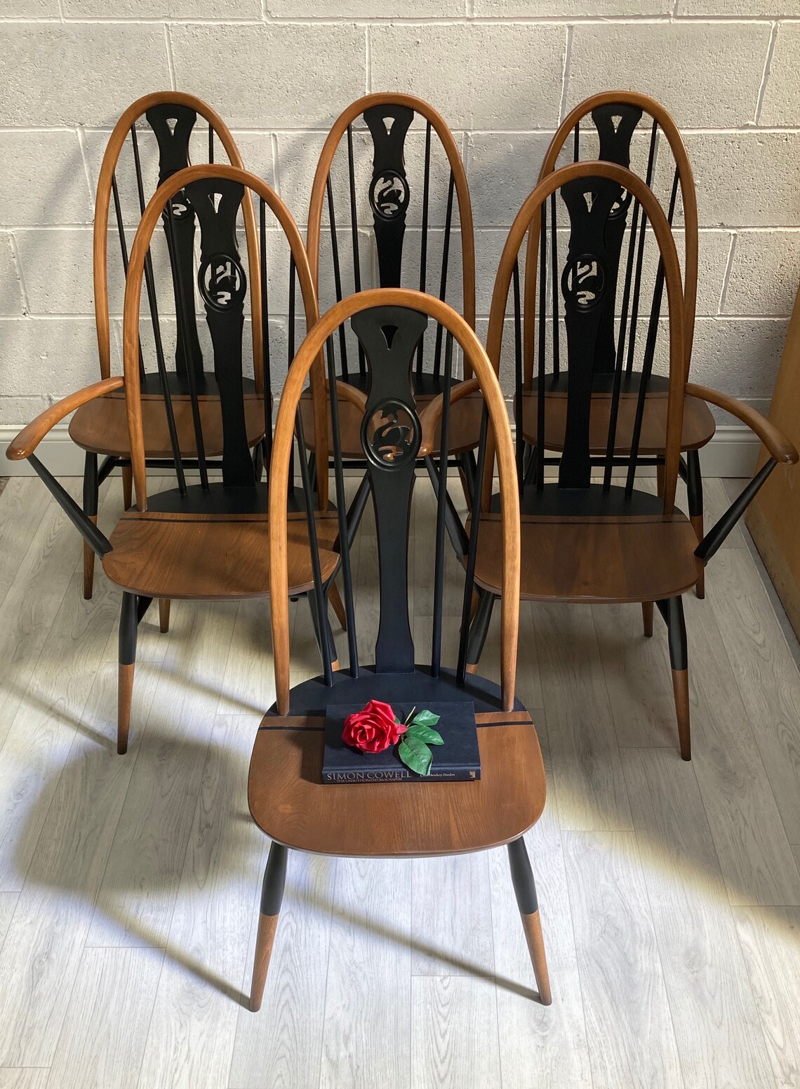 Vintage Ercol Quaker Windsor Swan Back Dining Chairs, in Golden Dawn ...