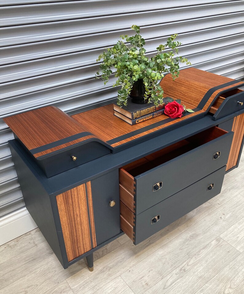 SOLD. Retro Beautility Sideboard/drinks Cupboard, Hand Painted in Dark ...