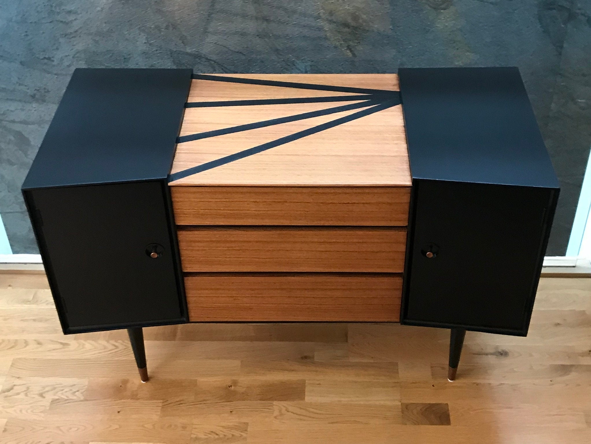 SOLD. Black and Teak Sideboard/dressing Table - Mid Century Modern - Etsy