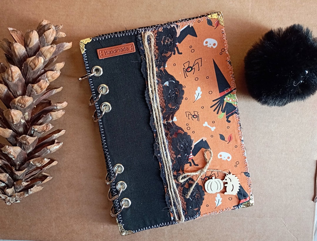 Halloween Ring Binder, Handmade Diary With Recycled Fabric. Cute ...