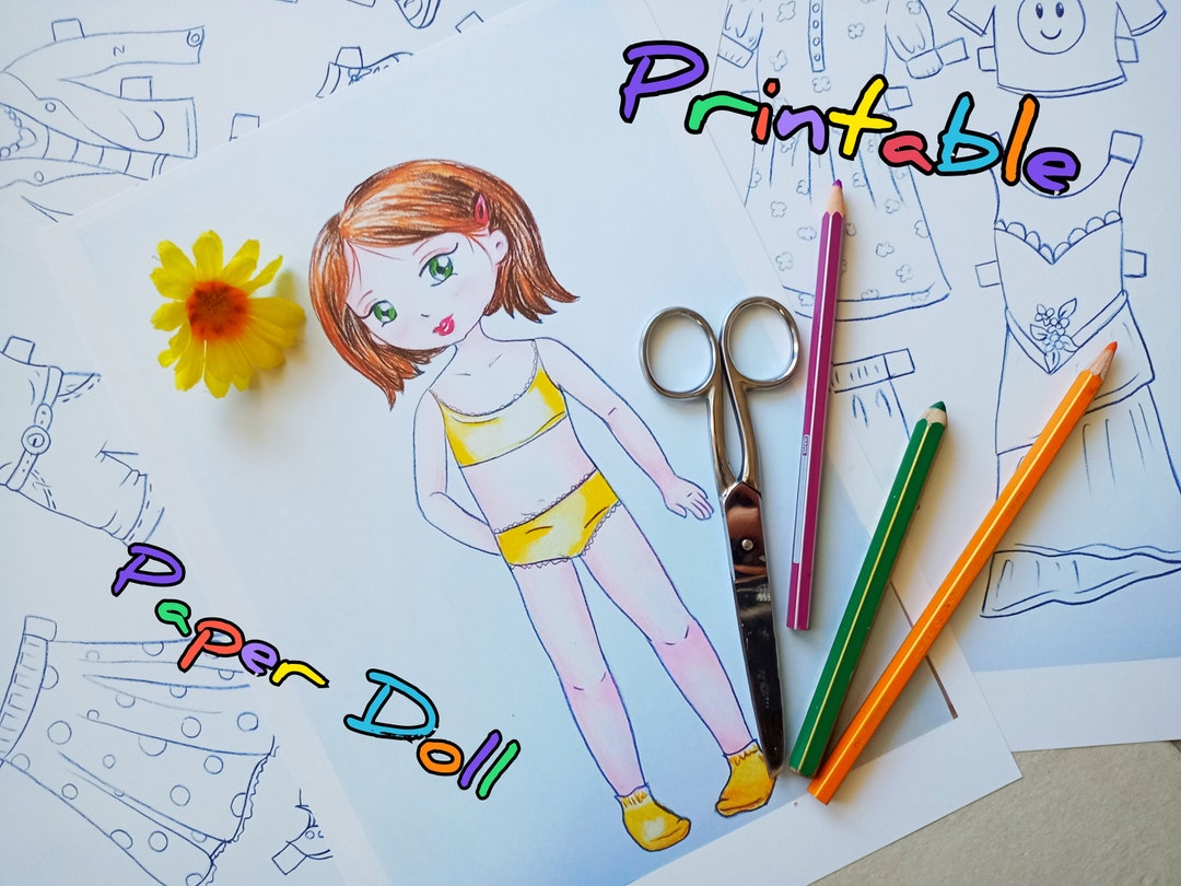 Paper Doll, Coloring Doll, Digital File, Doll Clothes. Drawing to Cut ...
