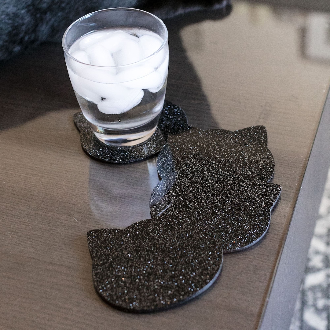 Black Cat Coasters Cat Coasters Black Cat Lady Gift for Cat - Etsy