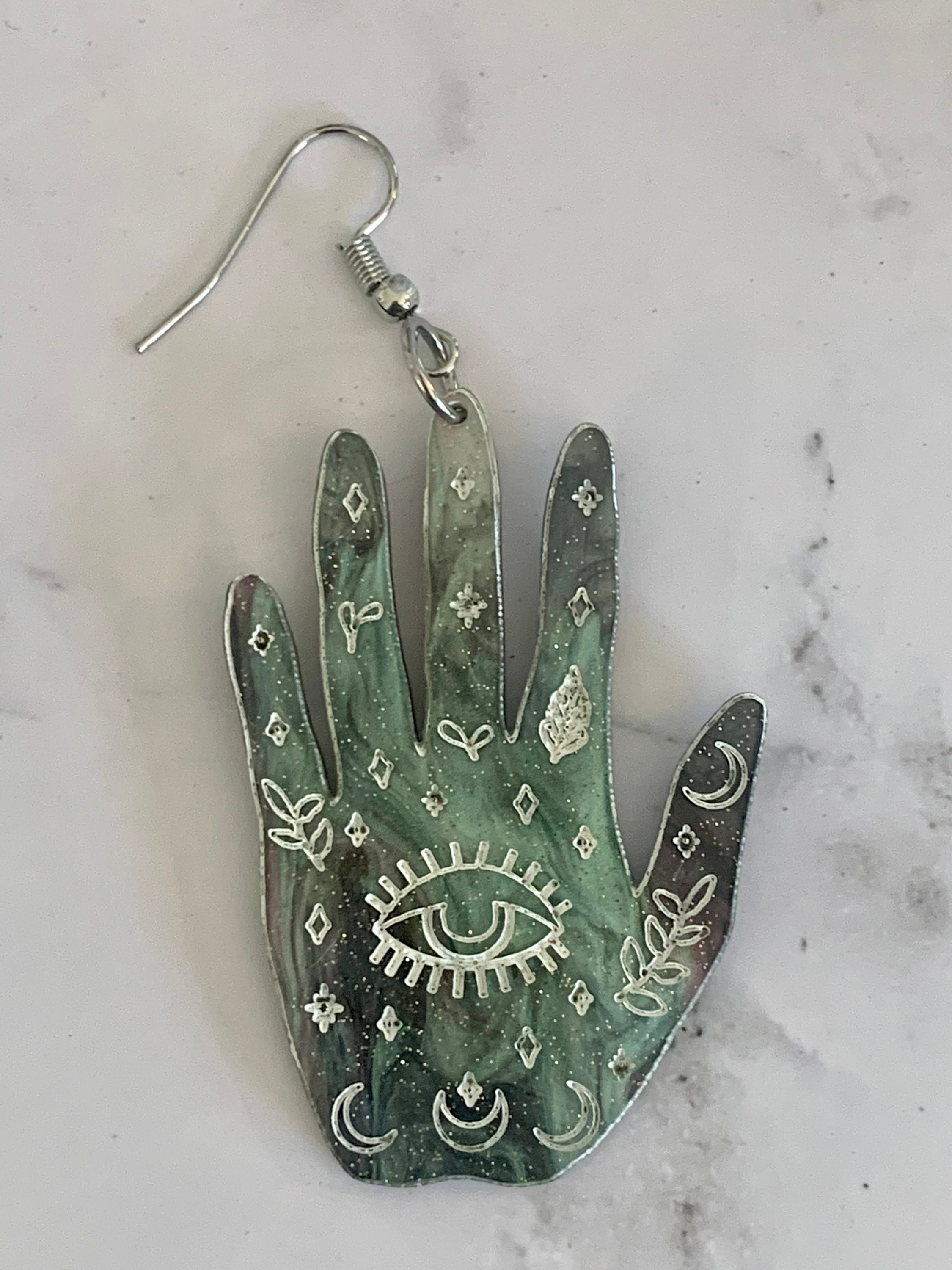 Palmistry Hand Earrings Evil Eye Earrings Seer Occult Goth - Etsy