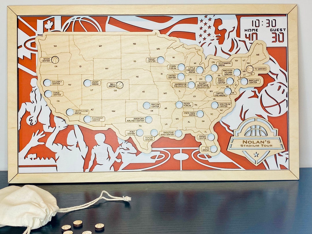 Basketball Arena Map | Custom Bucket List Map | NBA Arenas | Gift for ...