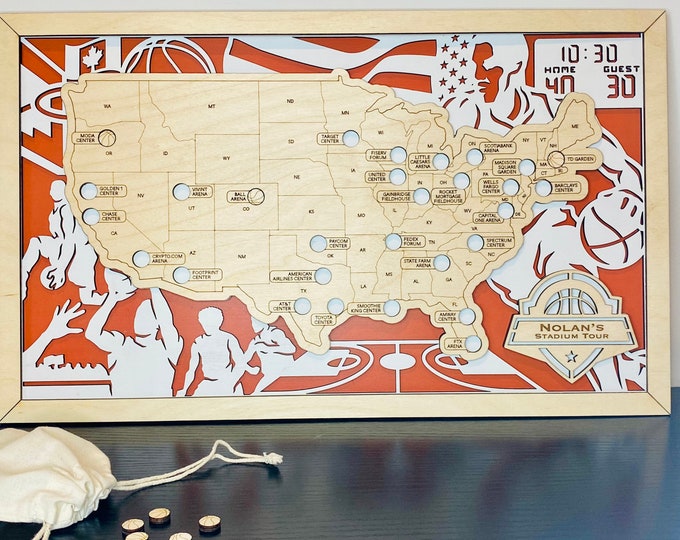Basketball Arena Map | Custom Bucket List Map | NBA Arenas | Gift for ...