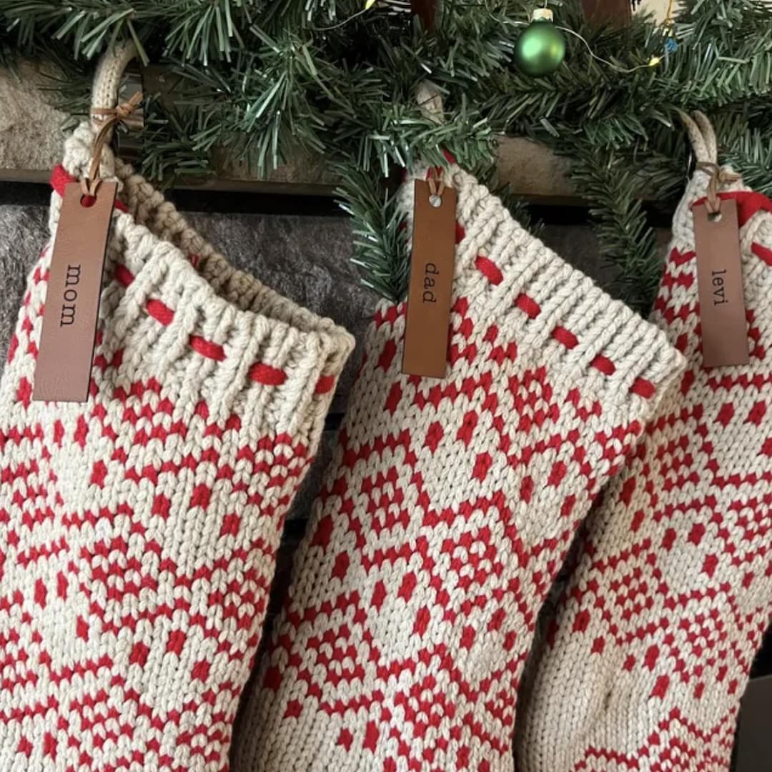 Personalized Christmas Stocking Tag Leather Stocking Tag Modern ...