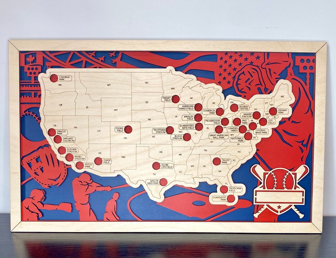 Baseball Stadium Map | Custom Bucket List Map | MLB Parks | Gift for ...