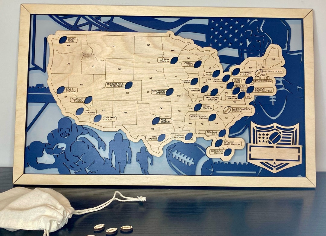 Football Stadium Map | Custom Bucket List Map | NFL Parks | Gift for ...