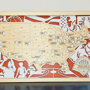 Basketball Arena Map | Custom Bucket List Map | NBA Arenas | Gift for ...