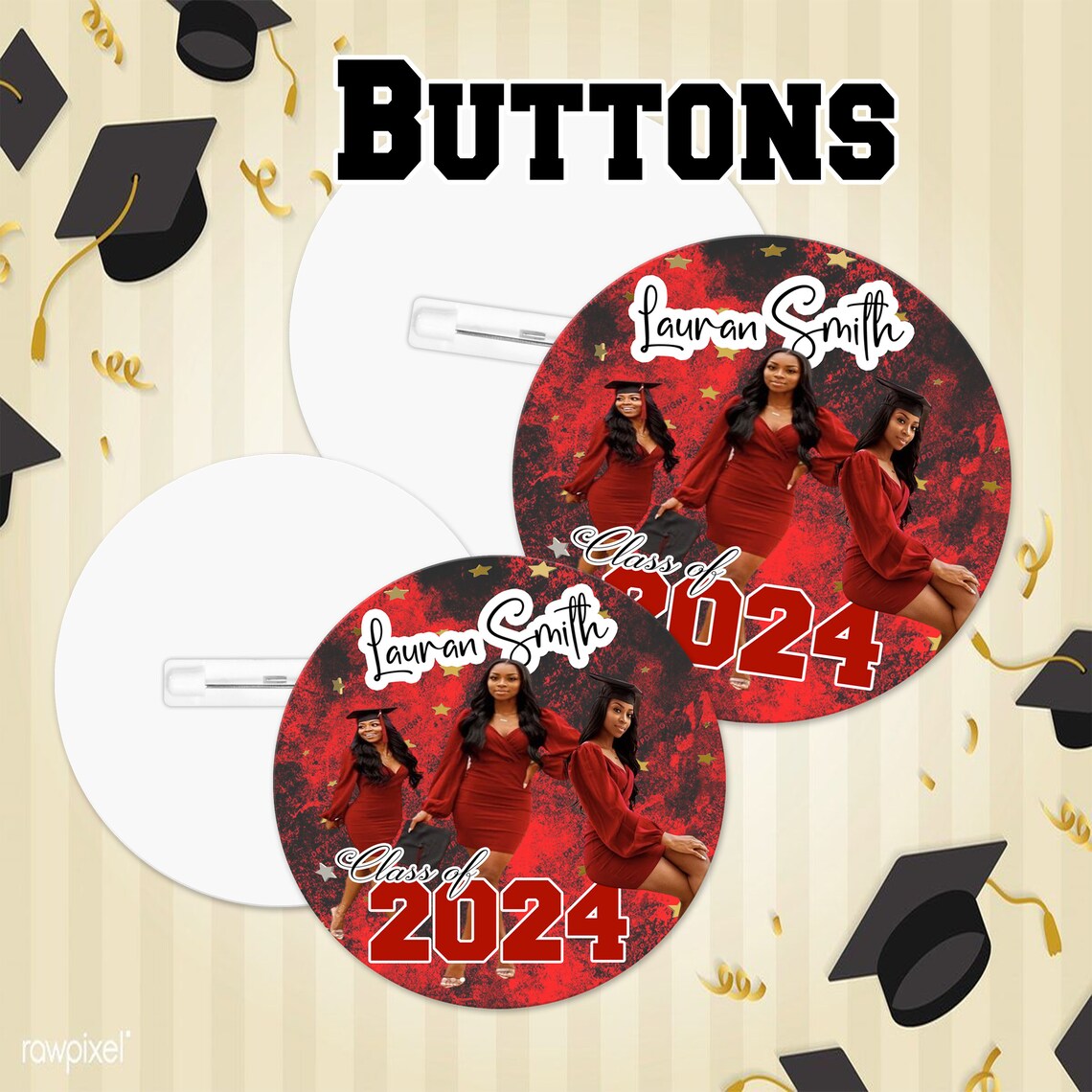 Grad Buttons-graduation Buttons-custom Buttons-grad Gift-grad Party ...
