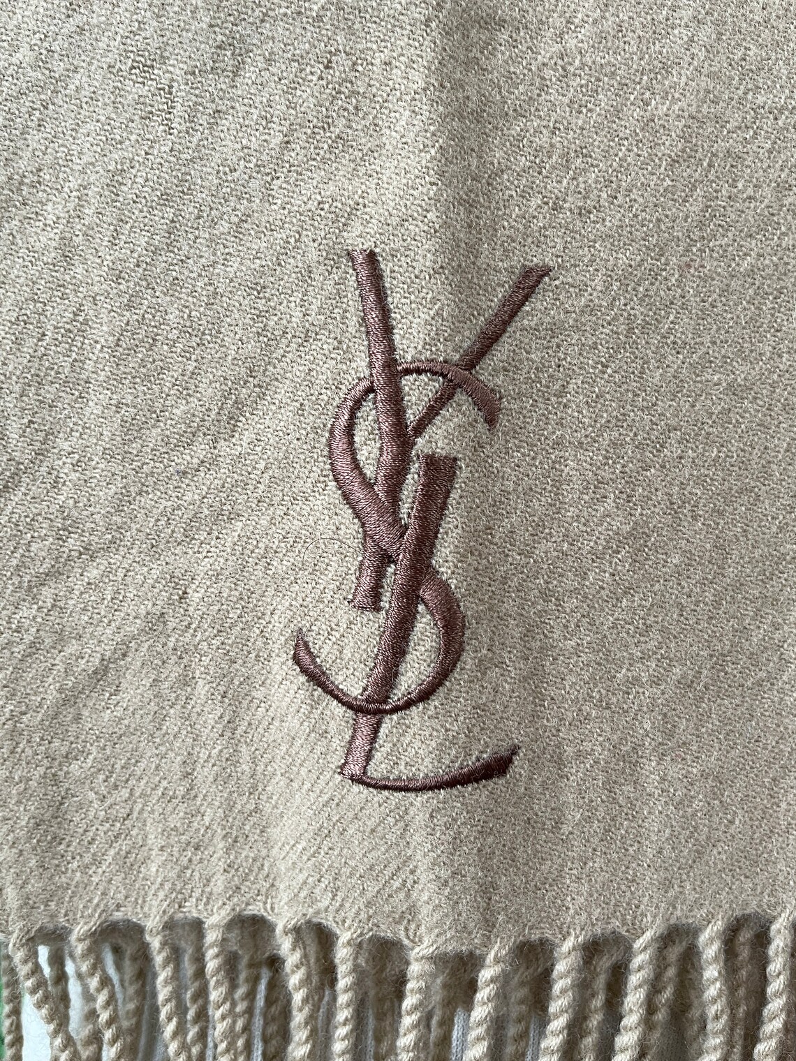 Yves Saint Laurent YSL Embroidery Logo Pure New Wool Scarf | Etsy