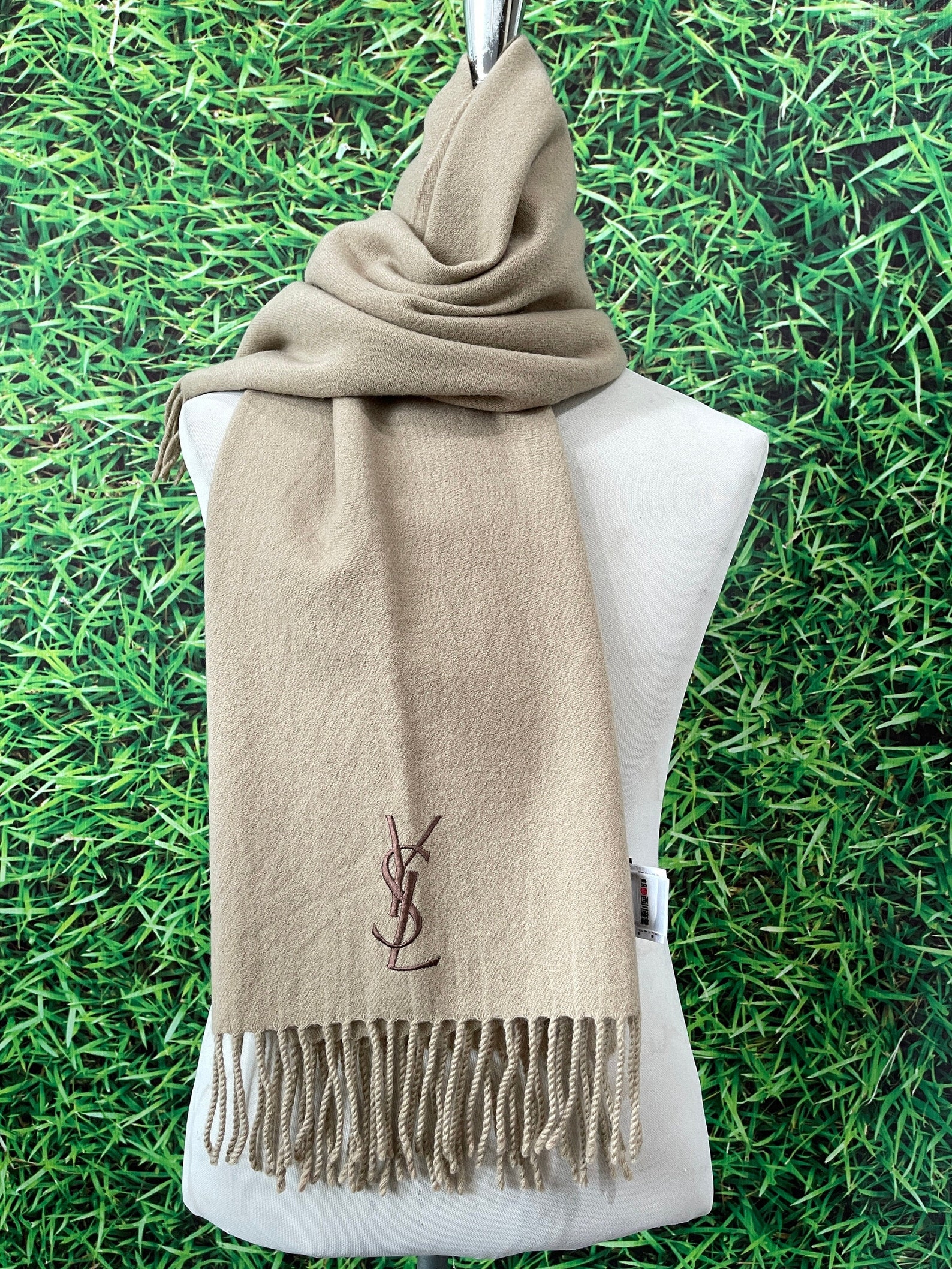 Yves Saint Laurent YSL Embroidery Logo Pure New Wool Scarf | Etsy